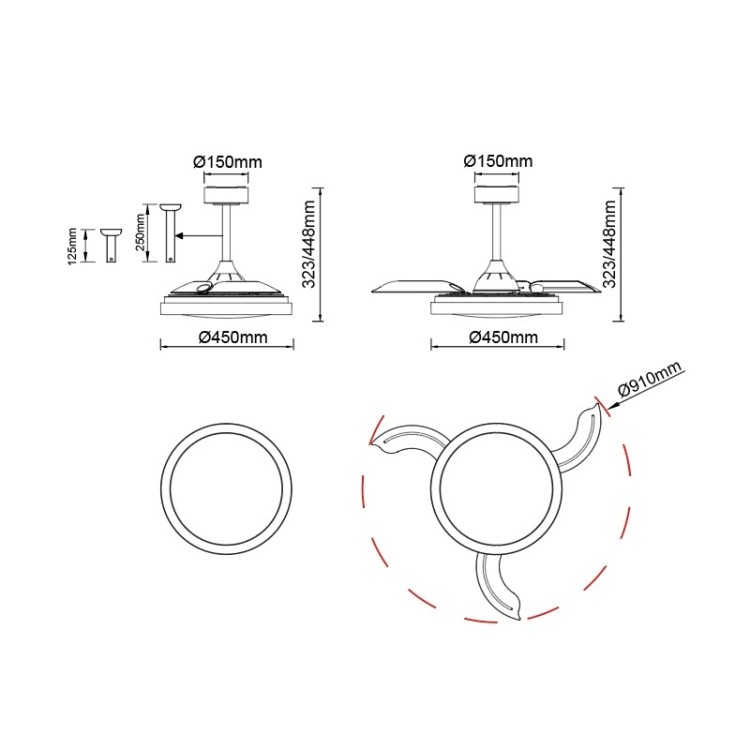 Plafonnier LED Ventilateur MISTRAL FAN Mantra